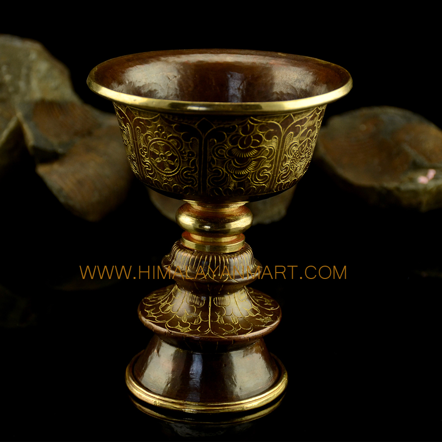 Tibetan Ritual Butter Lamp: Traditional Tibetan Buddhist Ritual Implement