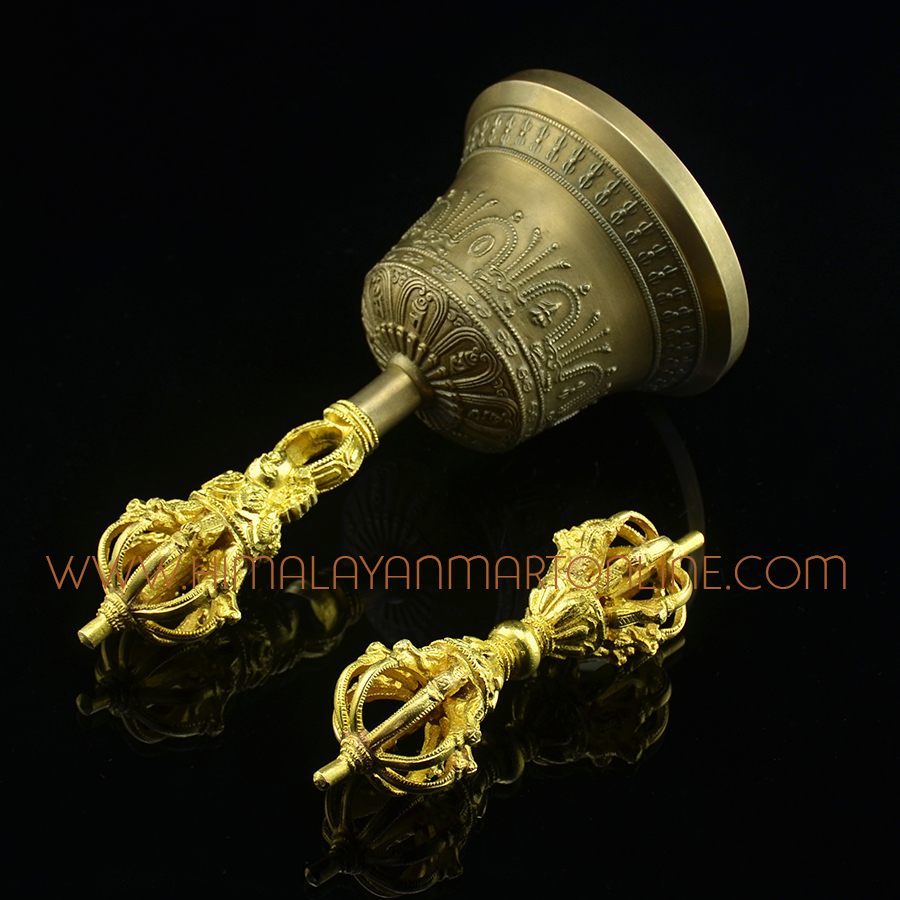 Vajra & Bell Set: Buy 7.5" Vajra & Bell Set Online - Himalayan Mart