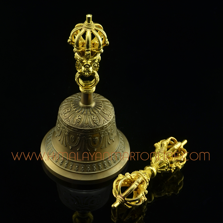 Vajra & Bell Set: Buy 7.5" Vajra & Bell Set Online - Himalayan Mart