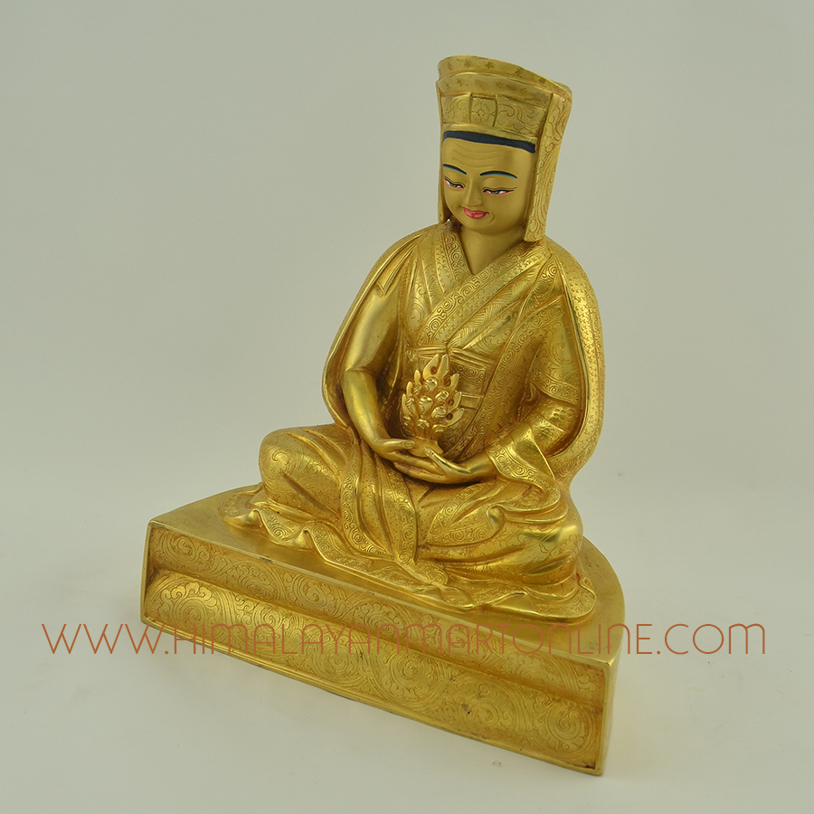 Guru Gampopa Copper Statue: Gampopa became heart son of Milarepa