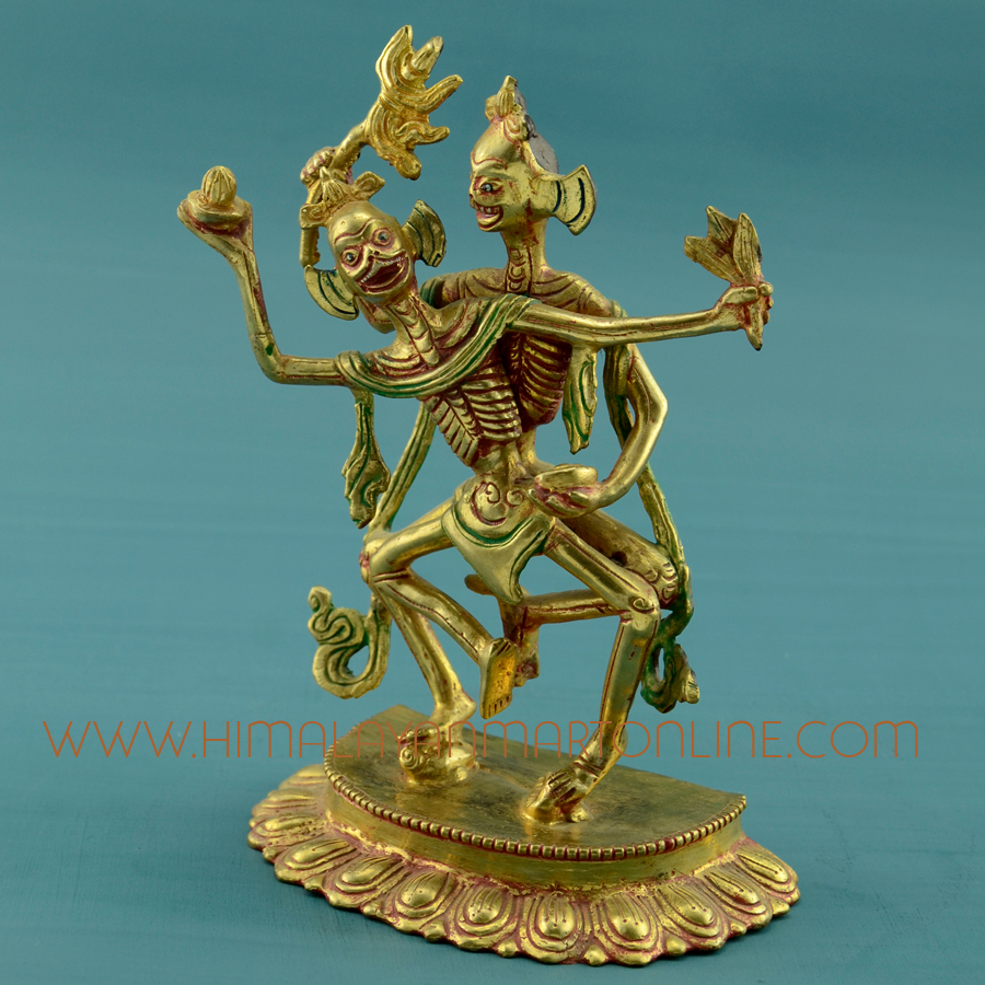 Fine Quality Hand Carved 8" Citipati Copper Statue from Patan, Nepal.