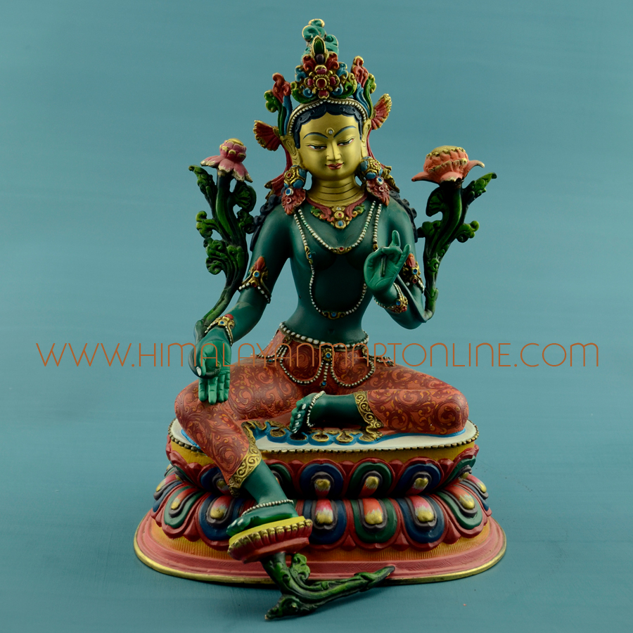 Buy Online Tibetan Green Tara Dolma Copper Statue from Patan, Nepal.