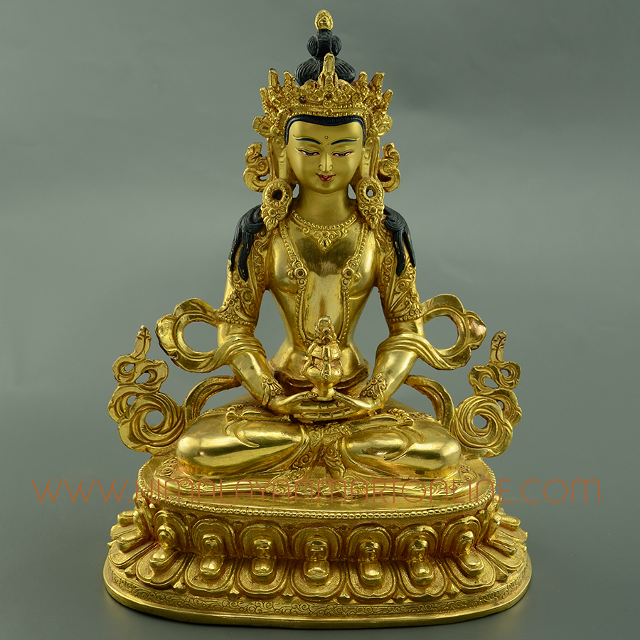 Fine Quality 9" Aparmita Chhepame Copper Statue from Patan, Nepal