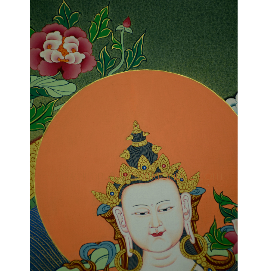 White Manjushri Thangka: White Manjushri the wisdom deity Manjushri.
