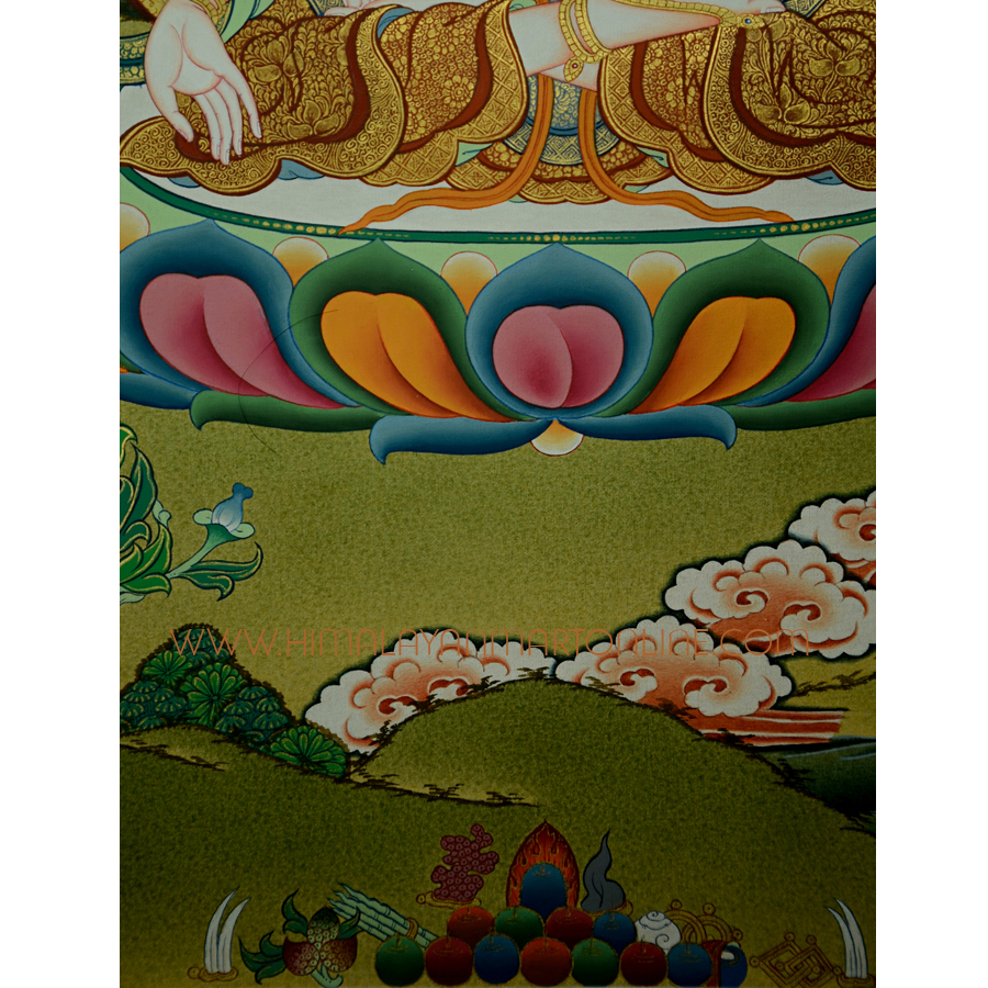 White Manjushri Thangka: White Manjushri the wisdom deity Manjushri.