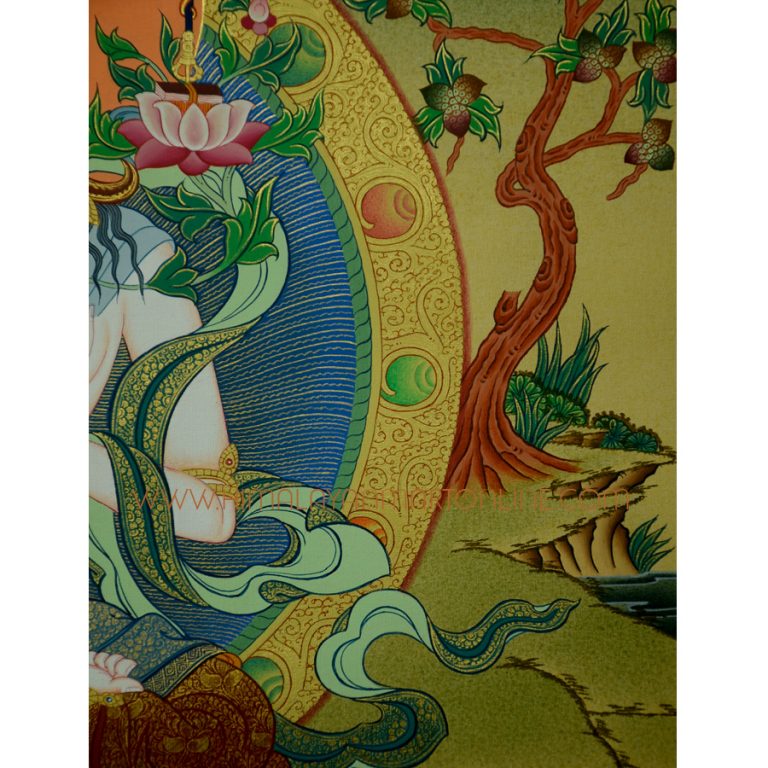 White Manjushri Thangka: White Manjushri the wisdom deity Manjushri.