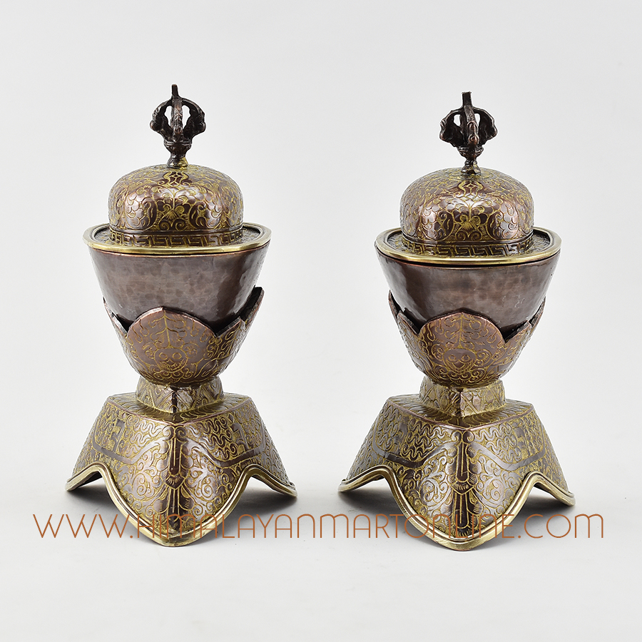 Copper Kapala Set: Traditionally a Kapala is a cup made of a human skull.