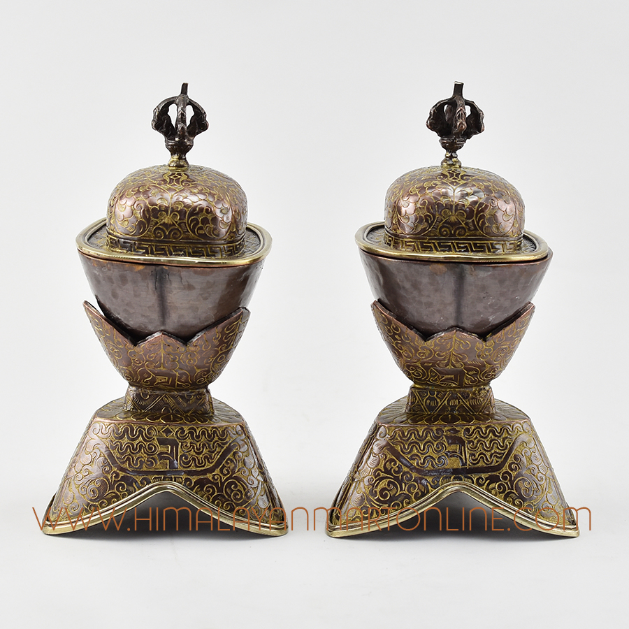 Copper Kapala Set: Traditionally a Kapala is a cup made of a human skull.