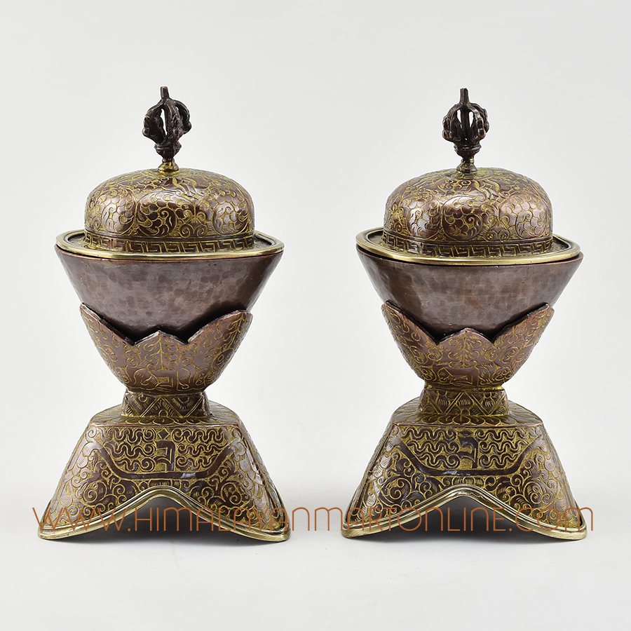 Copper Kapala Set: Traditionally a Kapala is a cup made of a human skull.