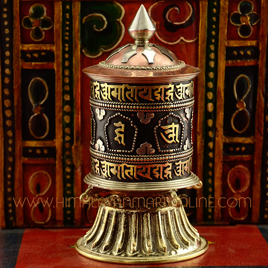 6" Table Top Tibetan Buddhist Mane Prayer Wheel from Patan, Nepal
