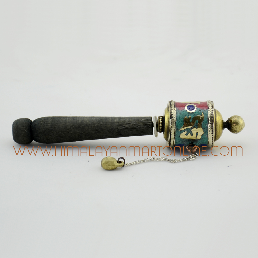 Tibetan Buddhist 5" Hand Held Mani Prayer Wheel - Handmade from Nepal