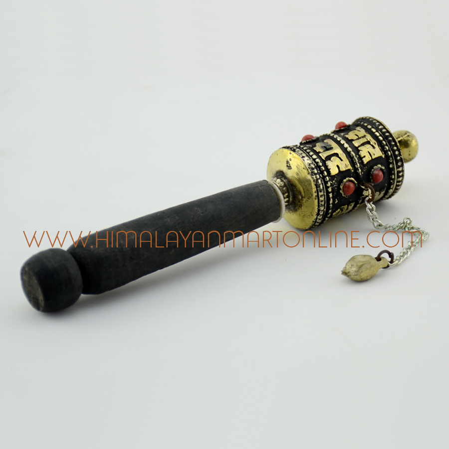 Tibetan Buddhist 5" Hand Held Mani Prayer Wheel - Handmade from Nepal