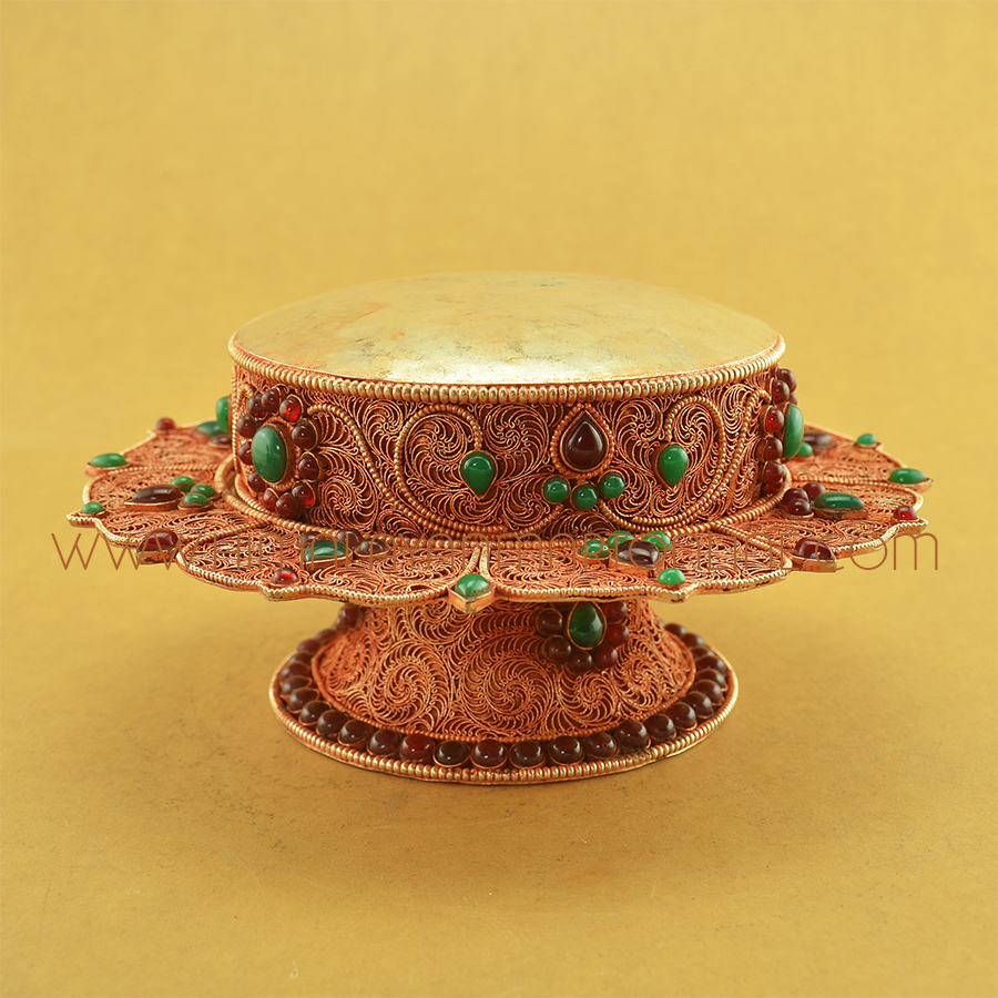 Fine Quality Hand Carved 8" Copper Alloy Tibetan Buddhist Mandala Set