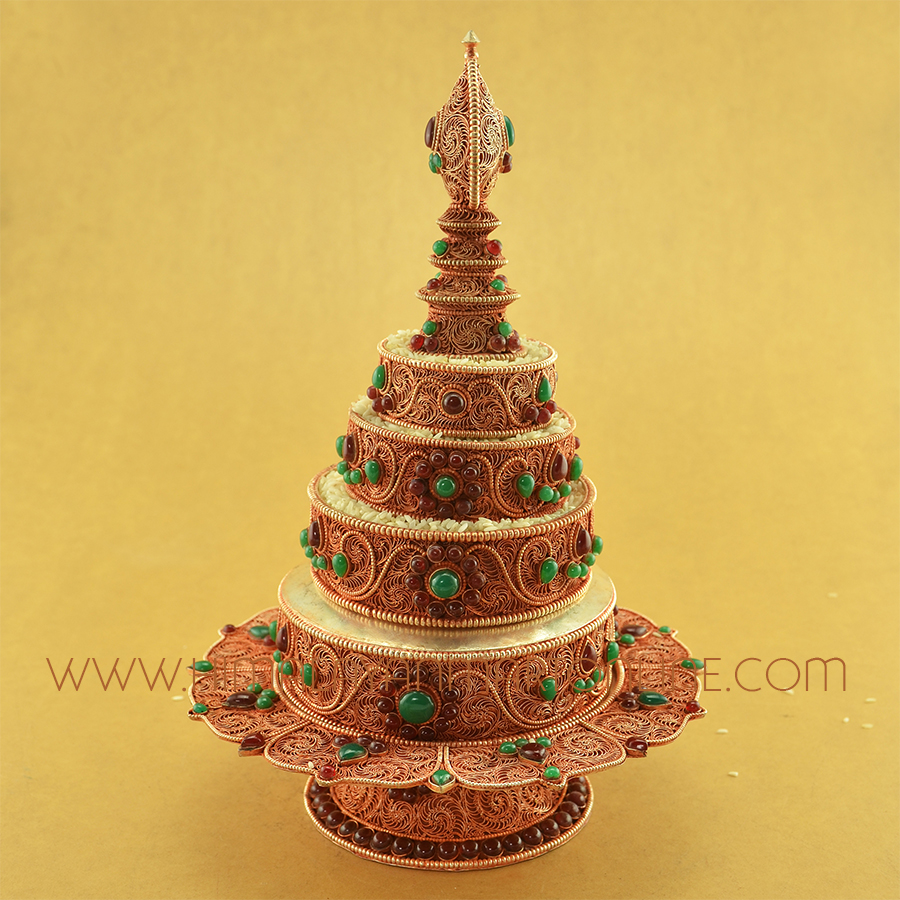 Fine Quality Hand Carved 8" Copper Alloy Tibetan Buddhist Mandala Set