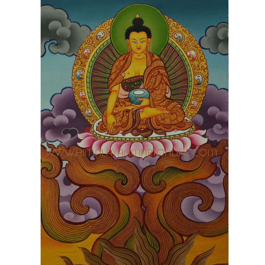 Beautiful hand painted Garuda Thangka with fine gold detailing.