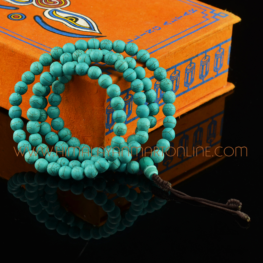 8 mm Turquoise Powder 108 Beads Tibetan Buddhist Meditation Prayer Japa ...