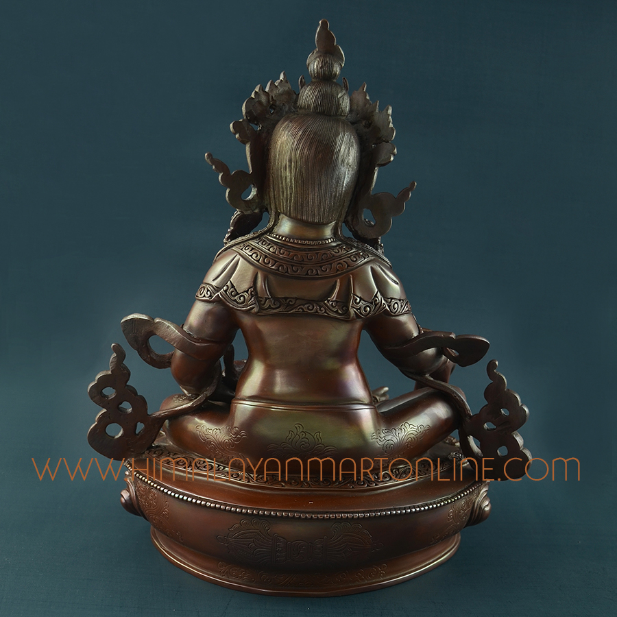 Fine Quality 11” Yellow Dzambala Kubera Statue from Patan, Nepal