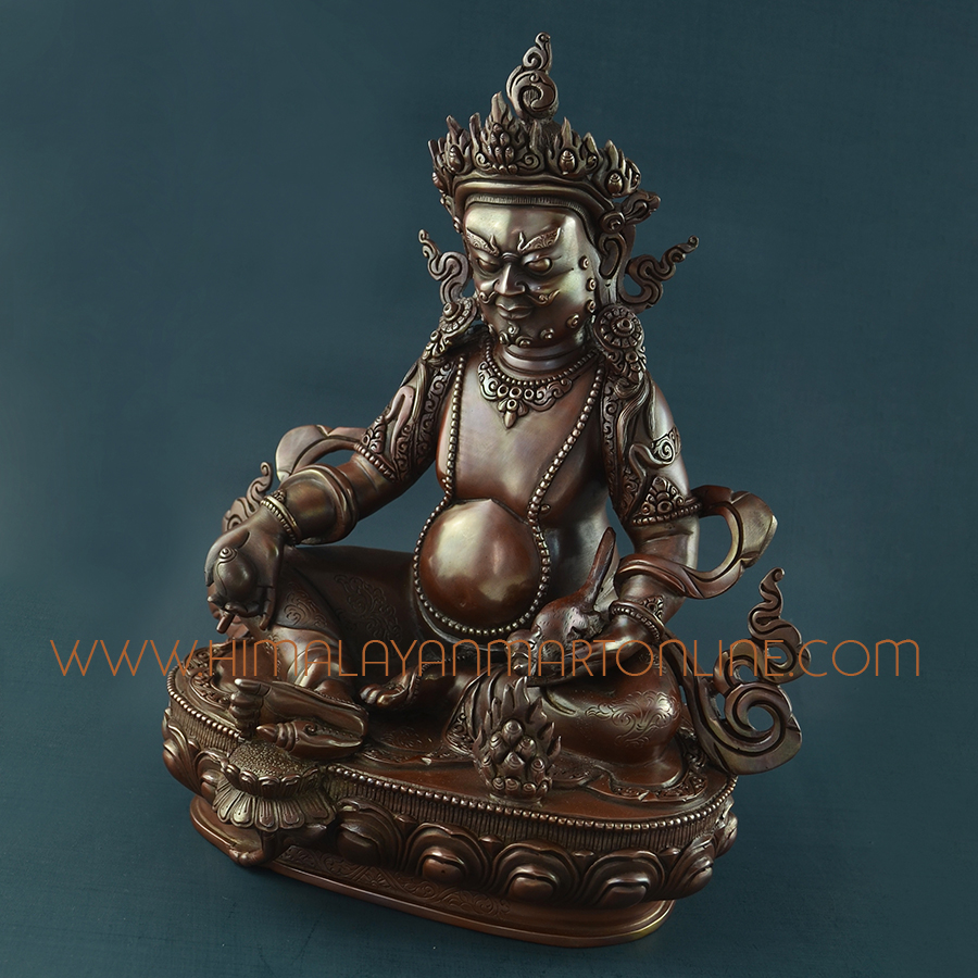 Fine Quality 11” Yellow Dzambala Kubera Statue from Patan, Nepal