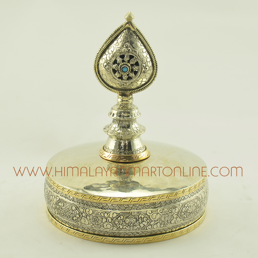 Shrine Offering: Tibetan Buddhist White Metal Ritual Offering Mandala ...