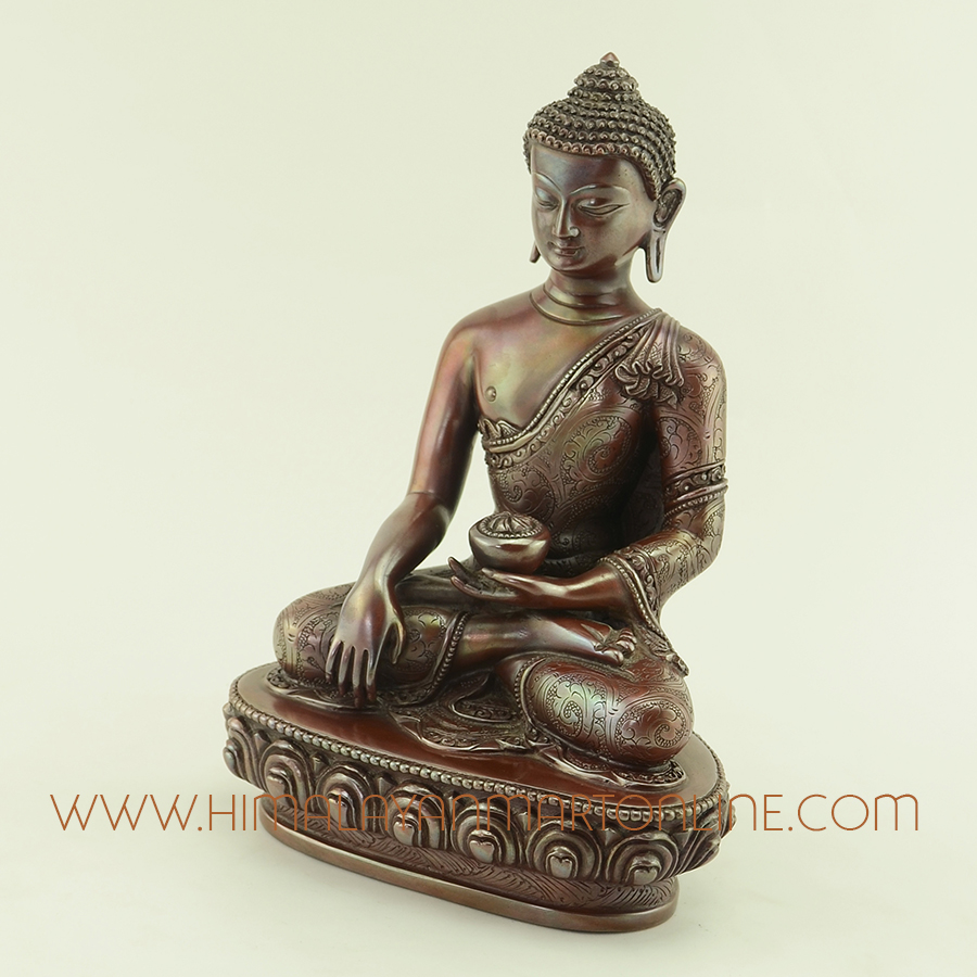 Hand Carved 7.25" Shakyamuni Buddha - The Lion of the Shakyas Copper Statue