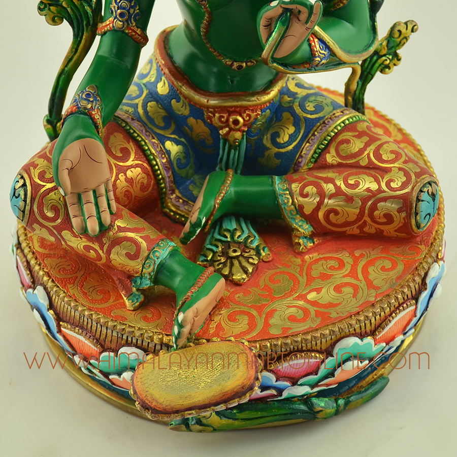 Hand Painted Fine Quality Green Tara / Dolma Copper Statue from Patan ...
