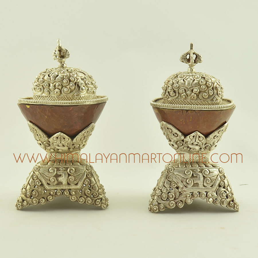 Hand Carved Oxidized Copper Alloy 5" Tibetan Buddhist Kapala Ritual ...