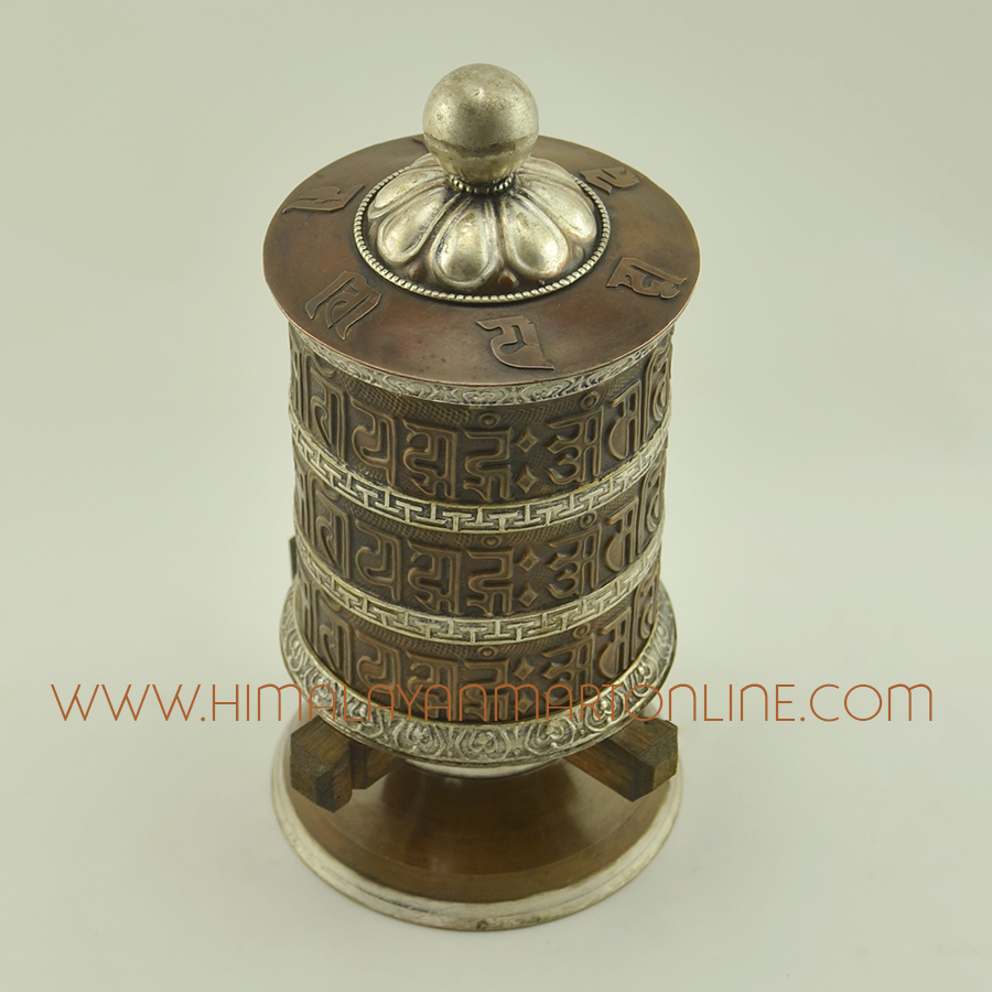 8" Hand Made Table Top Tibetan Buddhist Mane Prayer Wheel from Patan, nepal