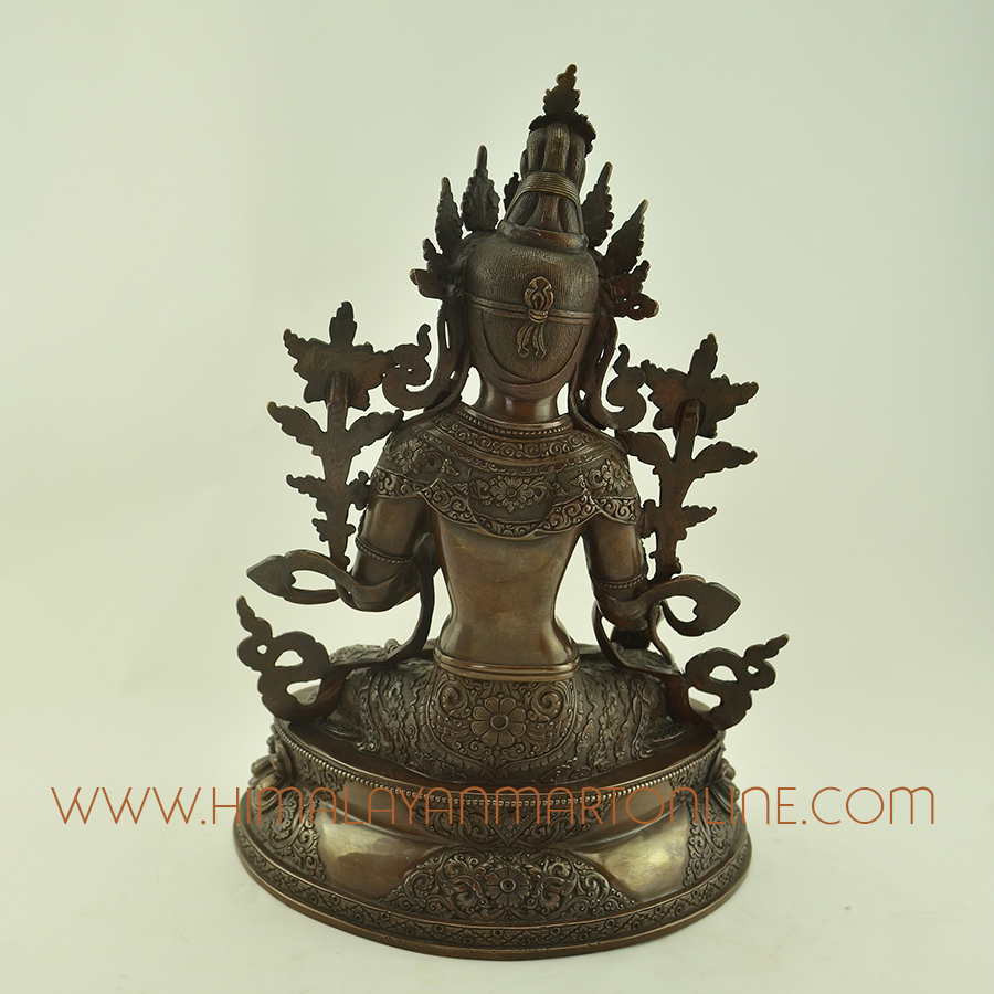 Finely Hand Carved 13.5" White Tara / Dolkar Copper Statue from Patan ...