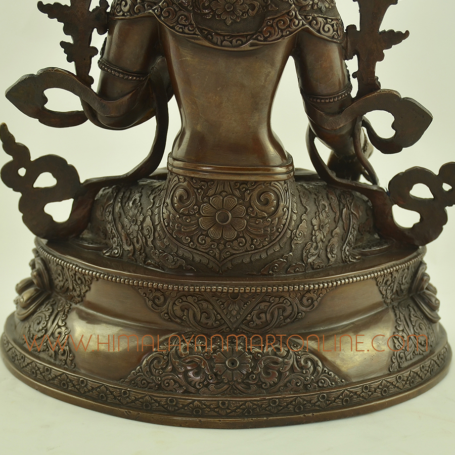 Finely Hand Carved 13.5" White Tara / Dolkar Copper Statue from Patan ...