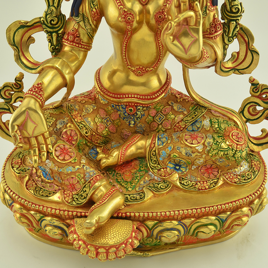 Hand Painted Fine Quality 14” Green Tara / Drolma Copper Statue from ...