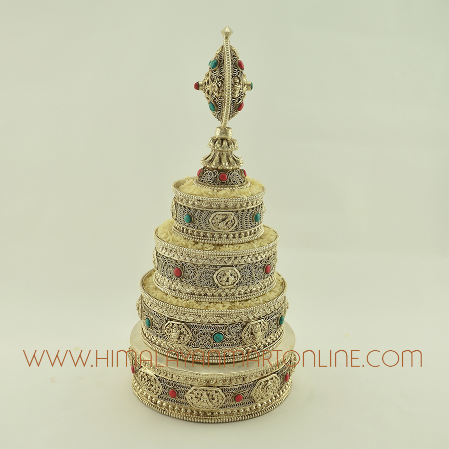 Mandala Offering Set Copper Silver Plated - Tibetan Buddhist Ritual Items