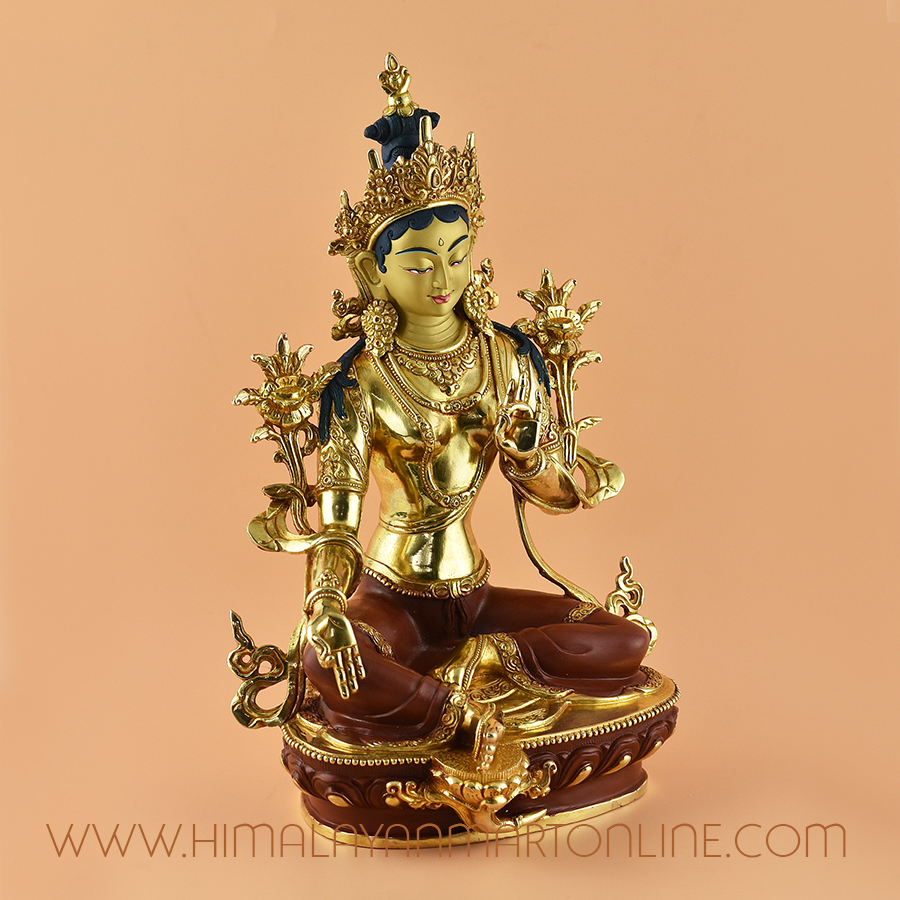 Drolma Statue: Green Tara / Drolma Hand Carved Copper Statue Frm Patan ...