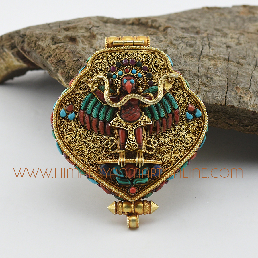 Garuda Ghau Pendant: Ghau is a small prayer box worn as pendant by ...