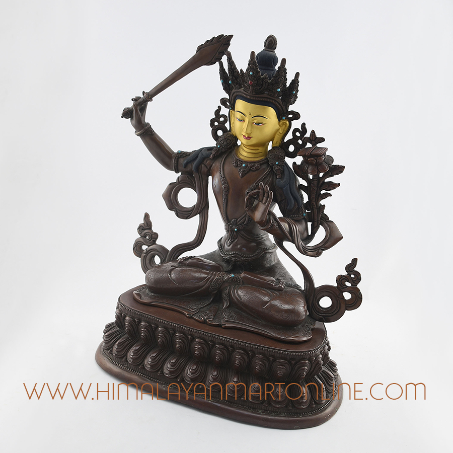 Manjushri Jampelyang Copper Statue: Manjushri wisdom of enlightenment
