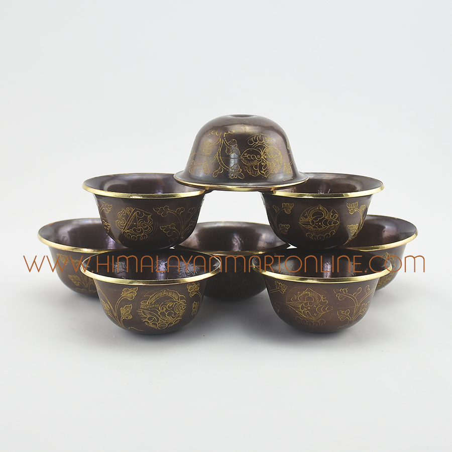Offering Bowls Set: This is a set of eight offering bowls or tings.