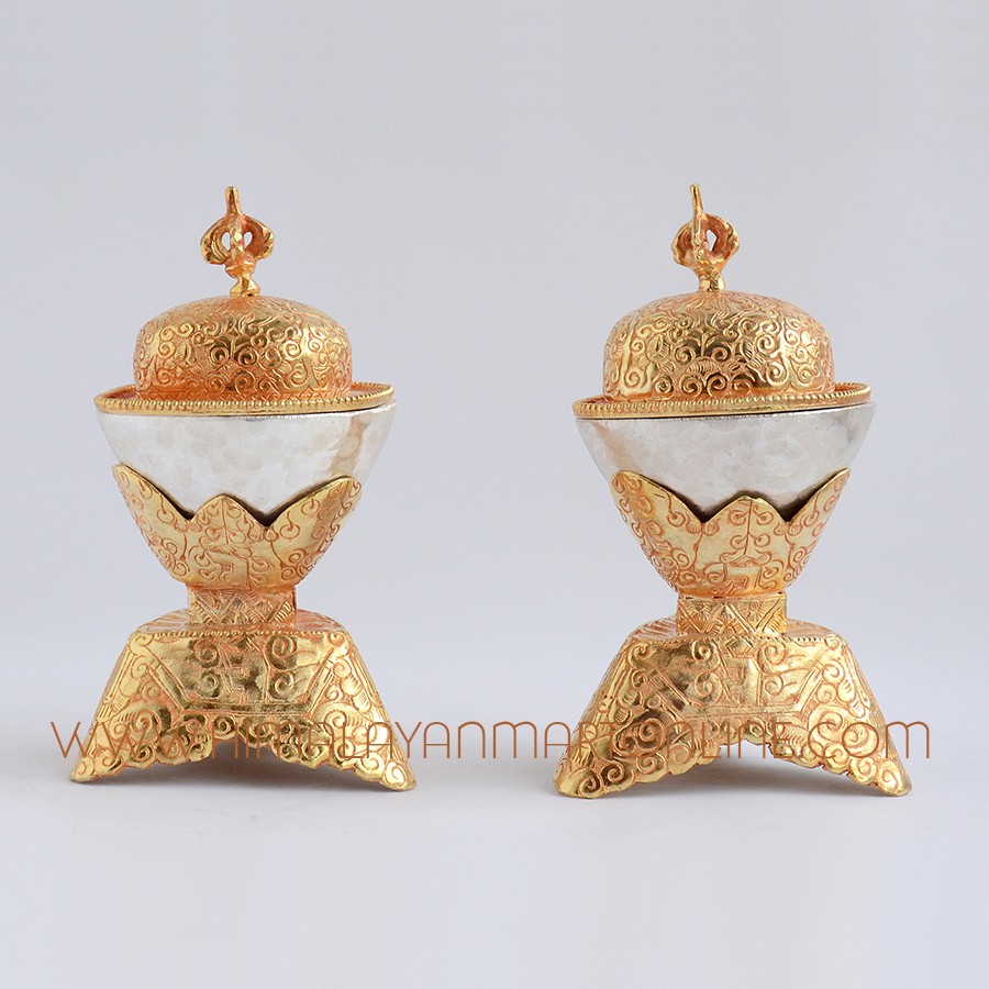 Tibetan Kapala Set: The ritual skull cup, known as Kapala in Sanskrit.