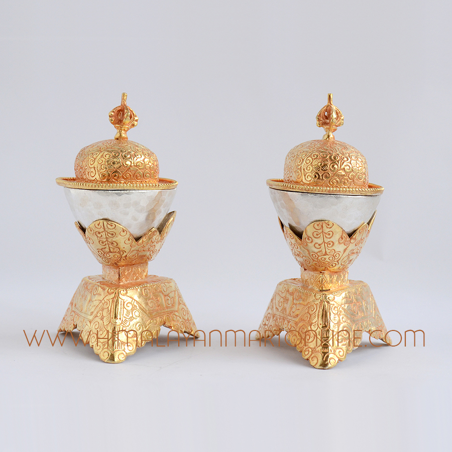 Tibetan Kapala Set: The ritual skull cup, known as Kapala in Sanskrit.