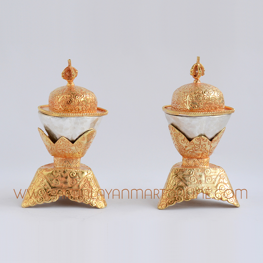 Tibetan Kapala Set: The ritual skull cup, known as Kapala in Sanskrit.