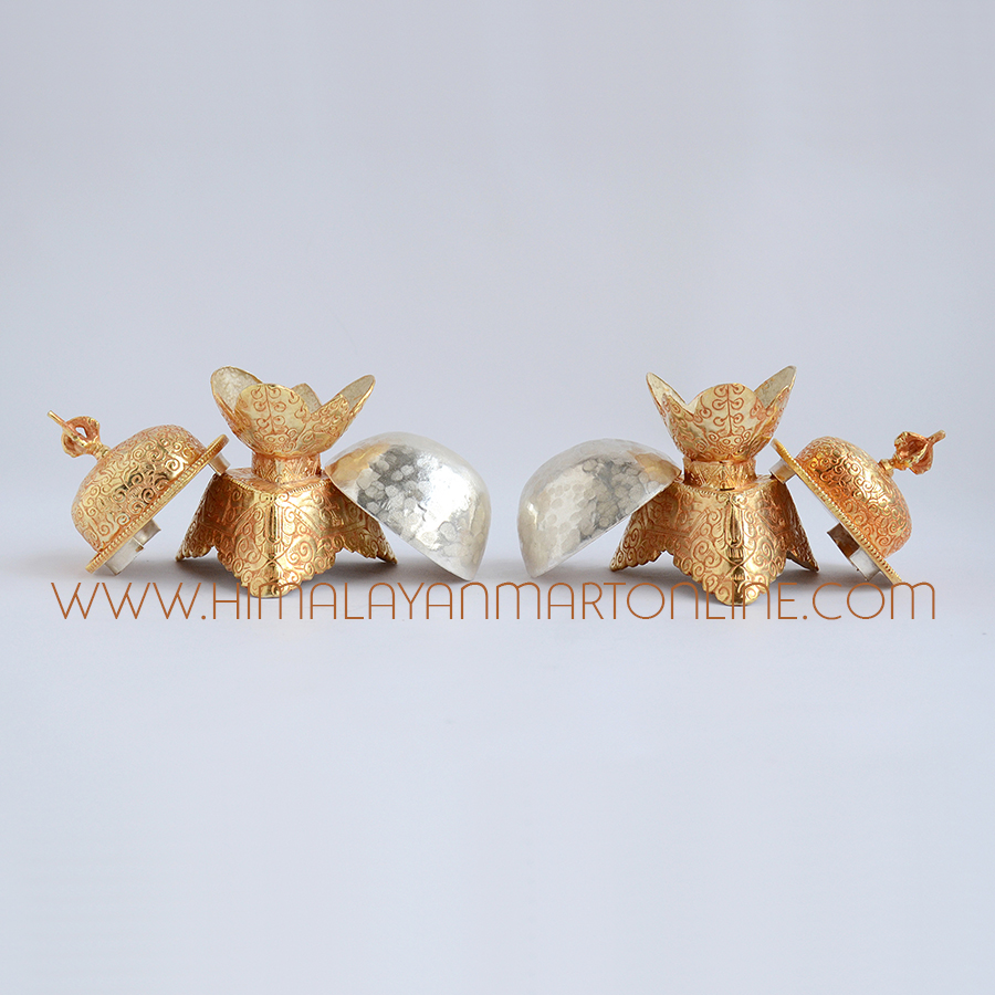 Tibetan Kapala Set: The ritual skull cup, known as Kapala in Sanskrit.