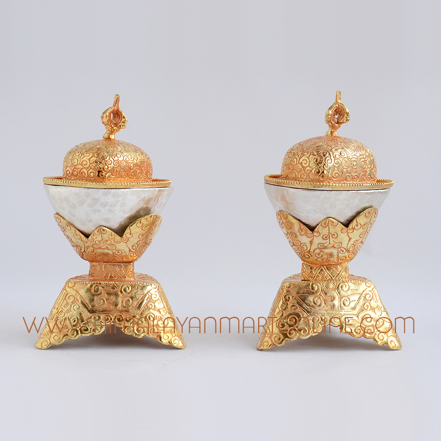 Tibetan Kapala Set: The ritual skull cup, known as Kapala in Sanskrit.