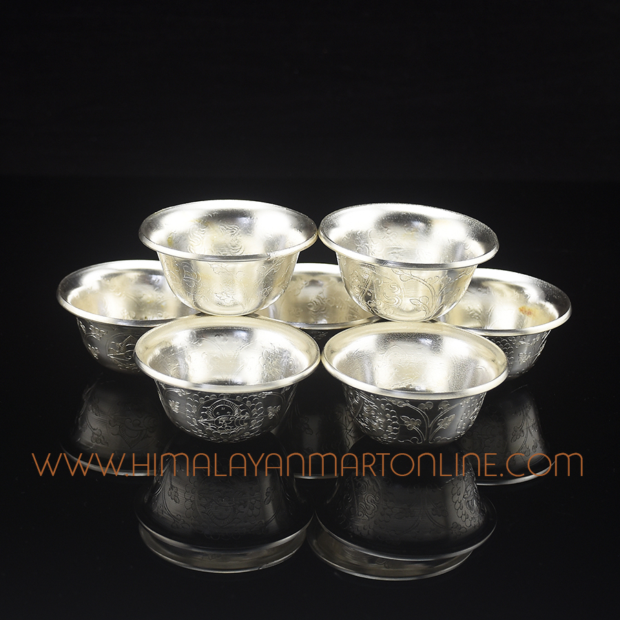 Buddhist Offering Bowls Set: This is a set of Seven Offering Bowls or Tings
