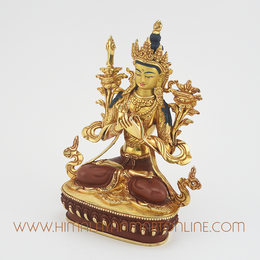 White Manjushri Copper Statue: The Glorious Melodious Speech