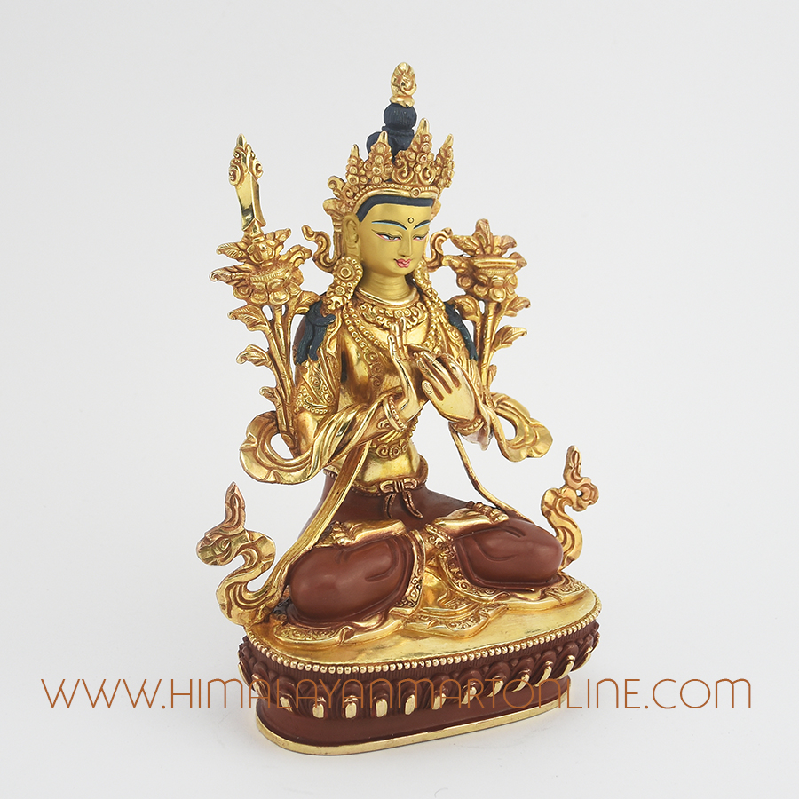 White Manjushri Copper Statue: The Glorious Melodious Speech