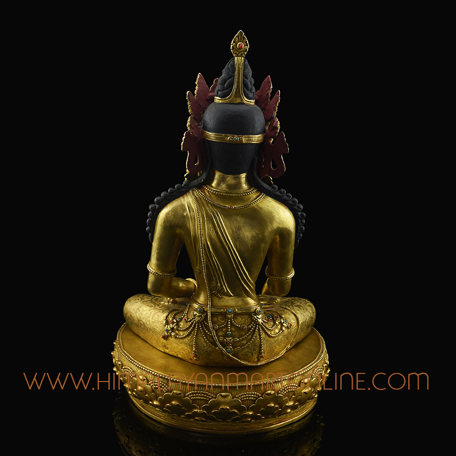 Crowned Ratnasambhava Buddha Statue: Third of Five Dhyani Buddhas