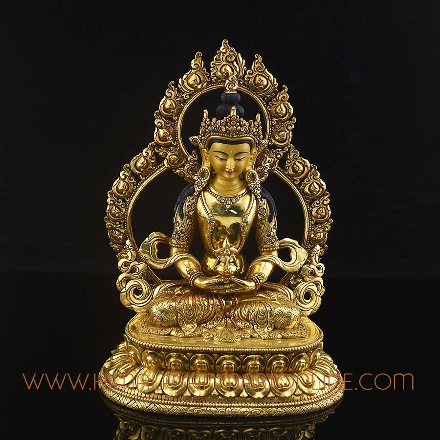 Framed Aparmita Copper Statue: Tsepame – The Buddha of Infinite Life