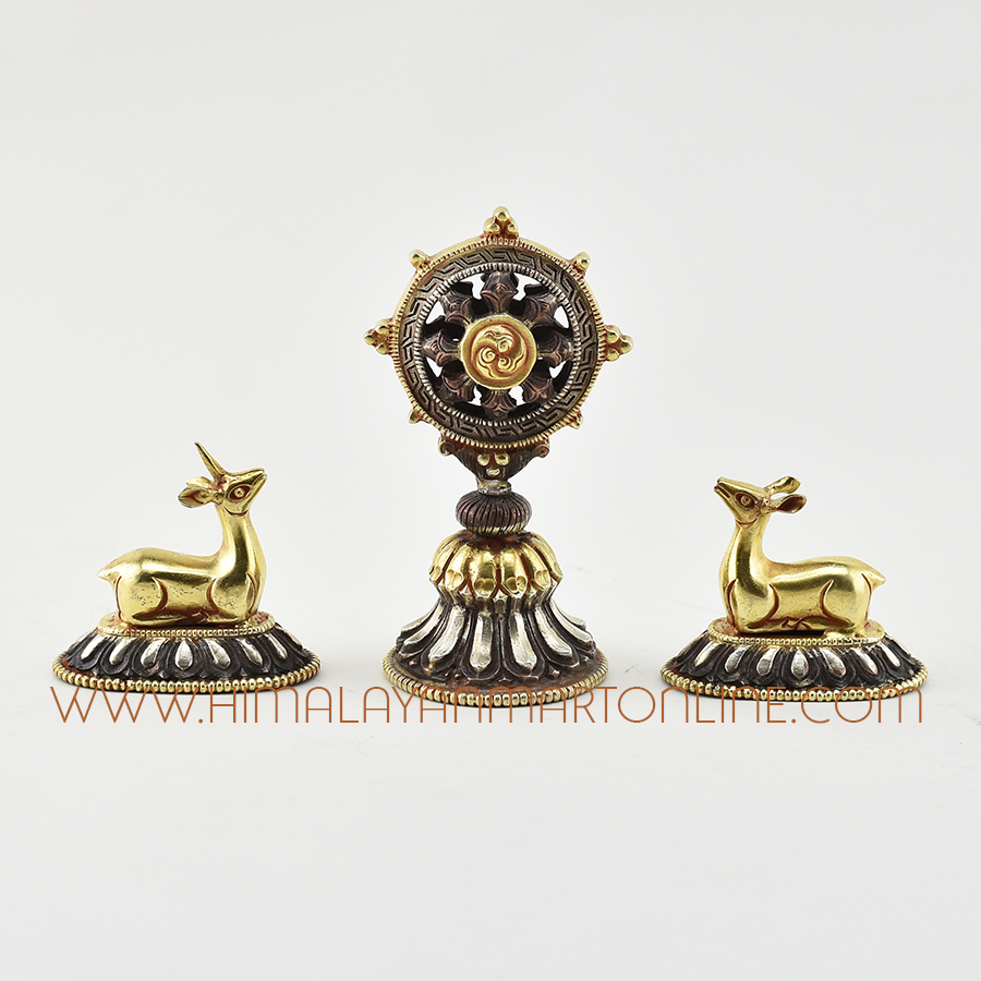 Religious Dharma Wheel and Pair of Deer: Important Symbols in Buddhism