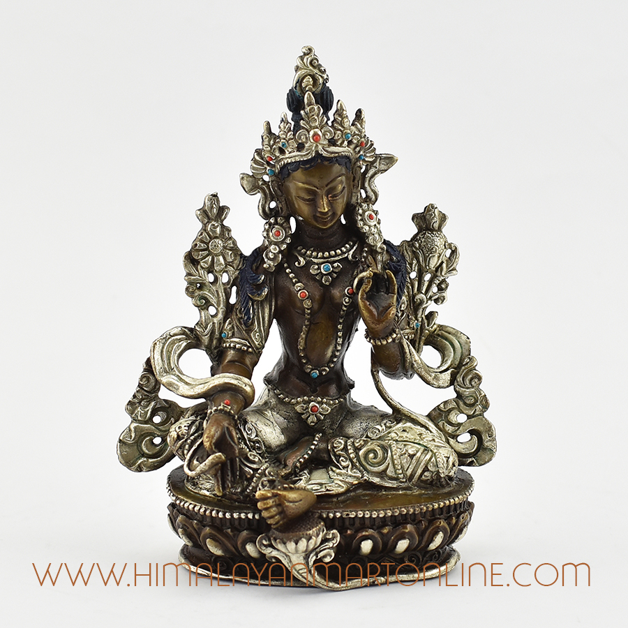 Green Tara Small Copper Statue: Dholma – The Saviouress.