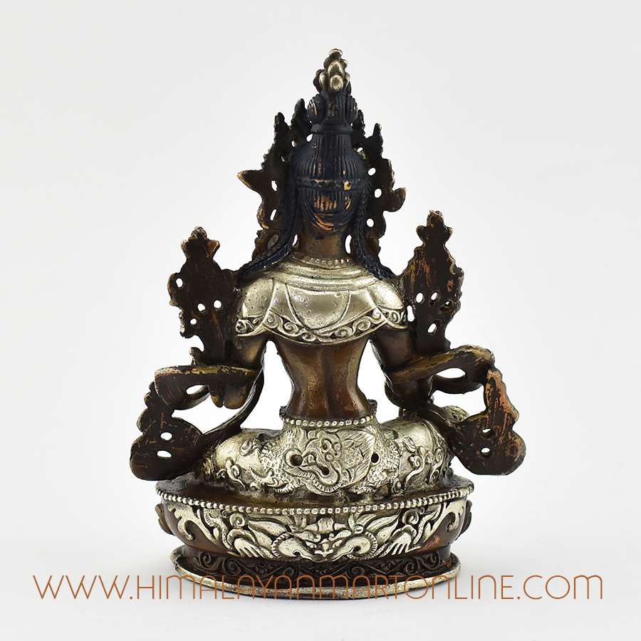 Green Tara Small Copper Statue: Dholma – The Saviouress.