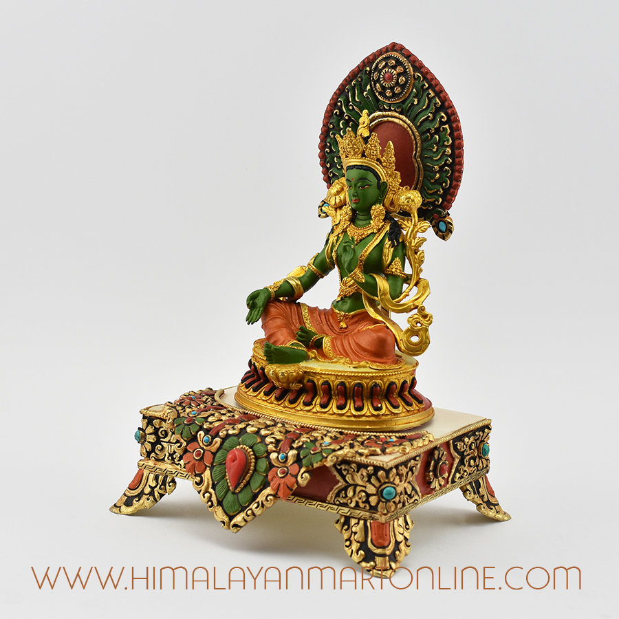 Green Tara Throne Sculpture: Green Tara / Dholma – The Rescuer.