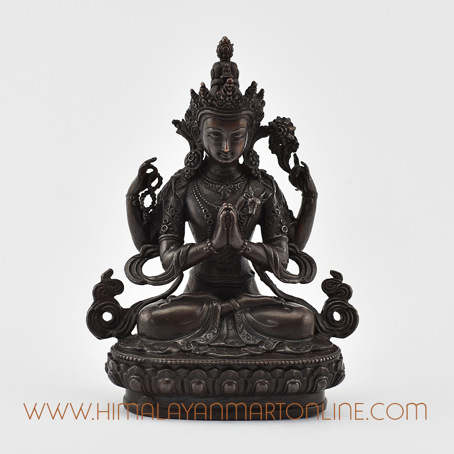 Oxidation Finish Chenrezig Statue: Bodhisattva of Compassion